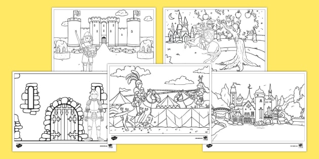 coloring pages of knights and castles