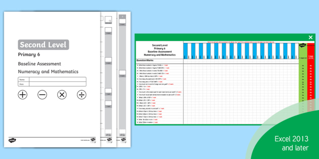 Second Level (P6) Baseline Maths Test with Tracking Spreadsheet