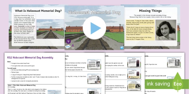 Anne Frank Resources KS2 - Holocaust Memorial Day Assembly