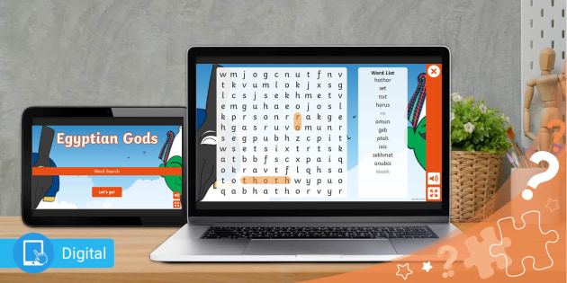 Egyptian Gods Word Search Interactive Puzzle Game - Twinkl