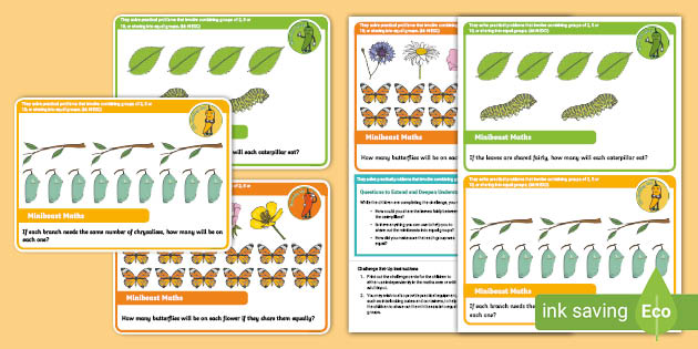 EYFS Maths Sharing into Equal Groups Chilli Challenges: Minibeast Maths