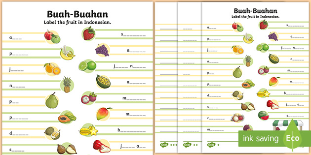 Fruit Labelling Differentiated Worksheets Indonesian