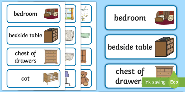 Bedroom Word Cards (teacher made)