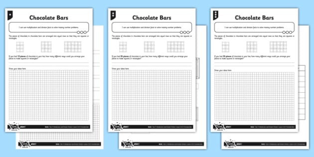 Differentiated Chocolate Bars Missing Number Puzzles Worksheet / Worksheet