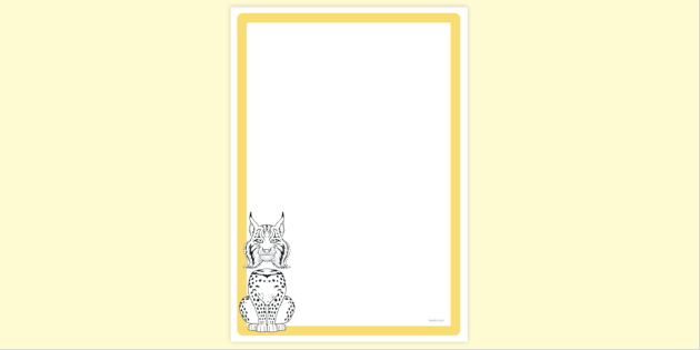 FREE! - Simple Blank Lynx Puppet Page Border | Page Borders | Twinkl