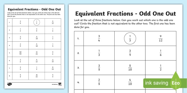 👉 Equivalent Fractions - Odd One Out Activity | KS2 Maths