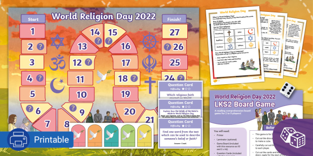 * NEW * LKS2 World Religion Day Reading Comprehension Board Game Pack