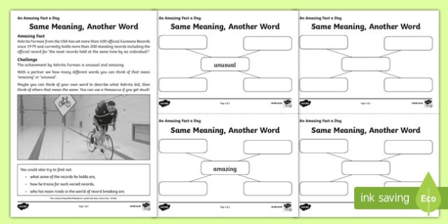 Synonyms Activity Sheet • Twinkl.com.au