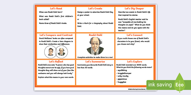 Roald Dahl Reflective Reading Comprehension Activity
