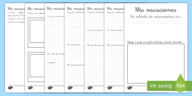 Cuadernillo de deberes: Diario de las vacaciones