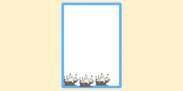 Simple Blank Fleet of Ships Page Border | Page Borders | Twinkl