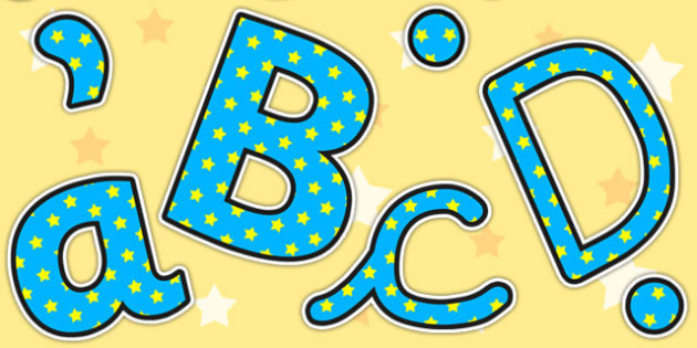 FREE! - 👉 Blue And Yellow Stars Editable Display Lettering - letters