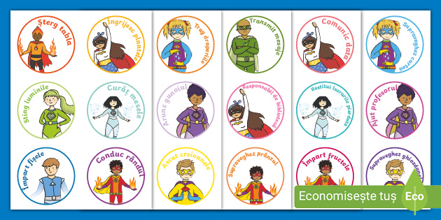 Responsabilitățile clasei– Insigne pentru clasa de supereroi