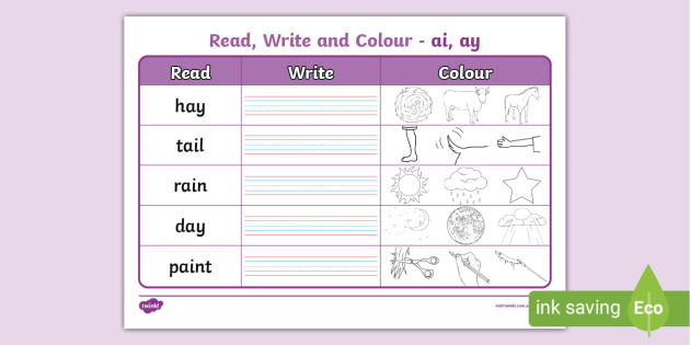 Read, Write and Colour Activity