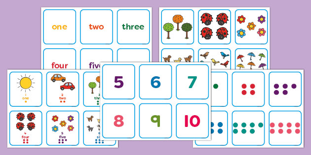 👉 Let's Count! Picture, Numeral and Word Number Matching Cards