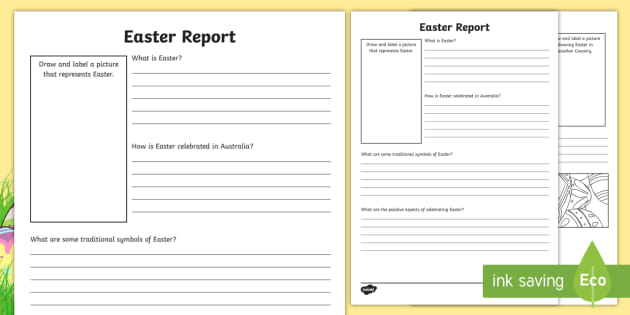 Easter Report Writing Worksheet (teacher made)