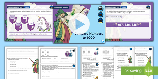 👉 Year 3 Diving into Mastery: Compare Numbers to 1,000 Teaching Pack