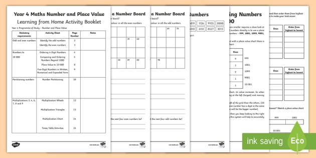 Year 4 Maths Place Value and Number Activity Booklet