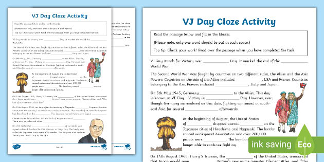 KS2 VJ Day Cloze Activity (Teacher-Made)