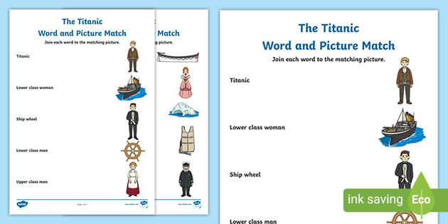 The Titanic Word and Picture Matching Worksheet