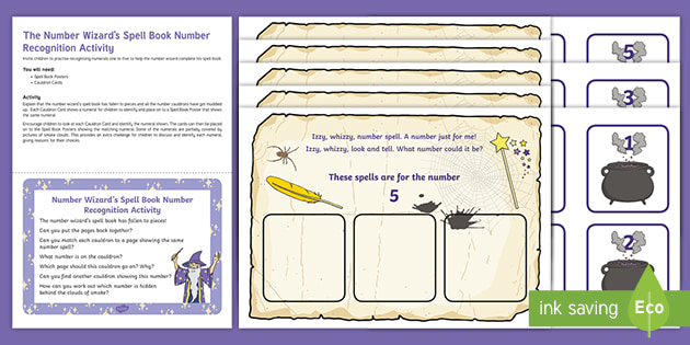 👉 Number Wizard’s Spell Book Number Recognition Activity