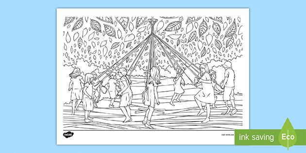 May Day Mindfulness Colouring Sheet