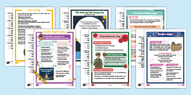 KS1 November Differentiated Reading Comprehension Activity Pack