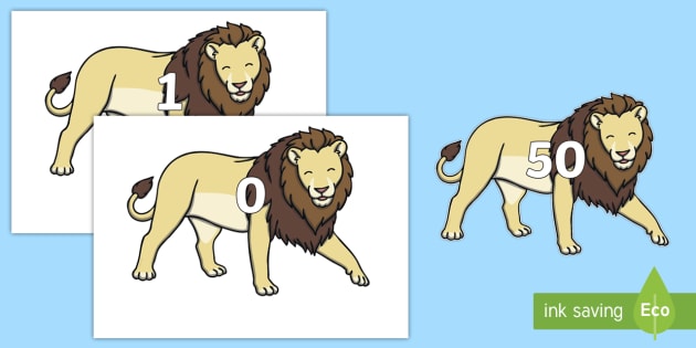 Numbers 0-50 on Lions (Teacher-Made)