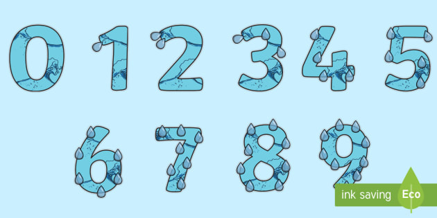 0-9 Display Numbers (Water)