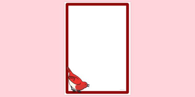 FREE! - Simple Blank Red Robin Page Border | Page Borders | Twinkl