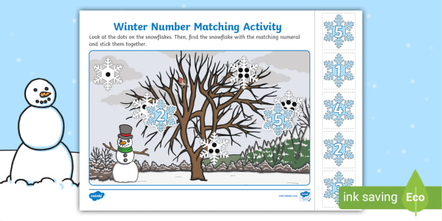 👉 Winter 1-5 Number Matching Activity (teacher made)