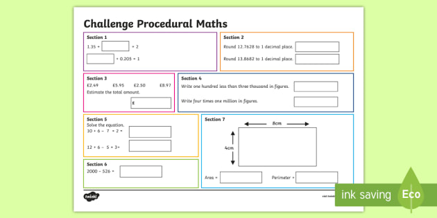 Procedural Year 6 MAT Challenge Math Activity Mats-Welsh