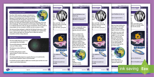 Interactive PDF: James Webb Telescope Differentiated Reading Comprehension