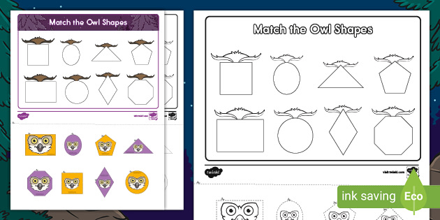 Match the Owl Shapes Activity