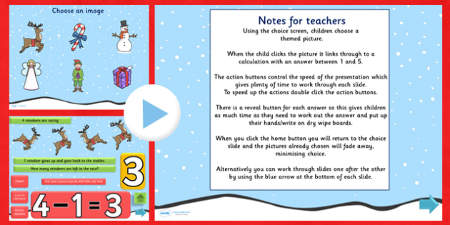Christmas Themed Subtraction PowerPoint