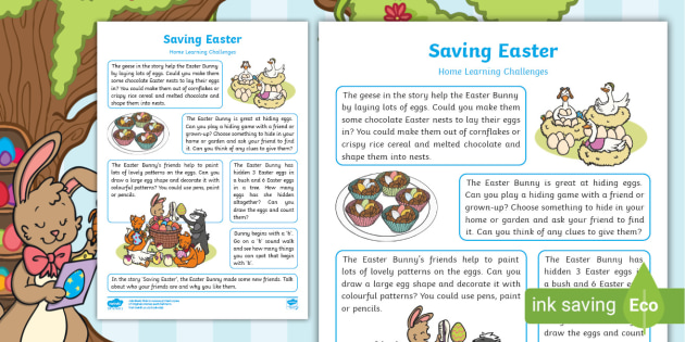 Saving Easter Home Learning Challenges Reception FS2