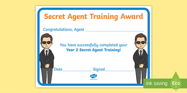 Secret Agent Training Certificate