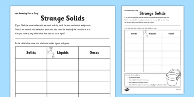 Strange Solids Worksheet / Worksheet (teacher made)