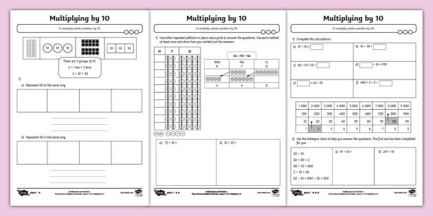 👉 * NEW * Multiplying by 10 Differentiated Activity Sheets