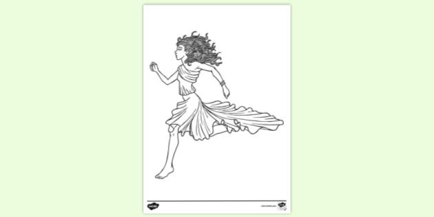 FREE! - Eurydice Running Away Colouring Sheet | Colouring | Twinkl