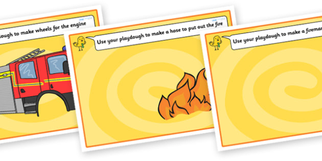 Fire Engine Playdough Mats - people who help us, fire engine