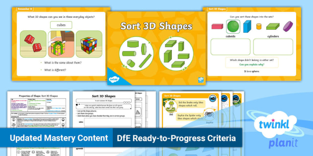 👉 Y1 Sort 3D Shapes Planit Maths Lesson 3