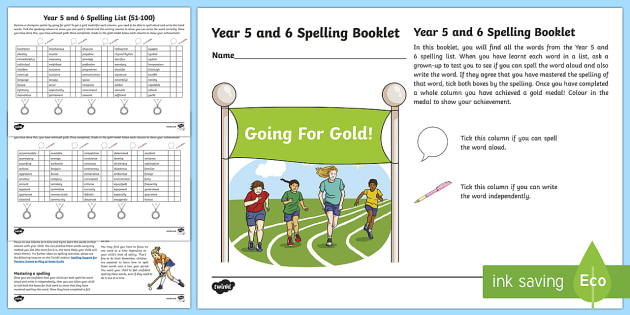 Going For Gold! Year 5 and 6 Spelling Booklet Checklist