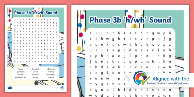 Linguistic Phonics 3b 'h/wh' Sound Word Search