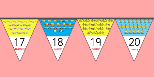 Transport Themed 0-20 Number Line Bunting (teacher made)