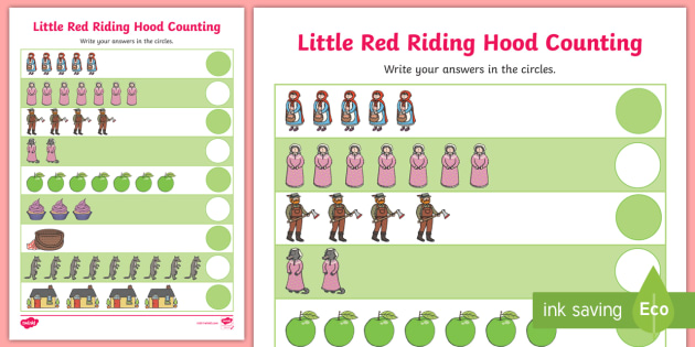 Little Red Riding Hood Counting Sheets - counting, sheets, hood,1:1