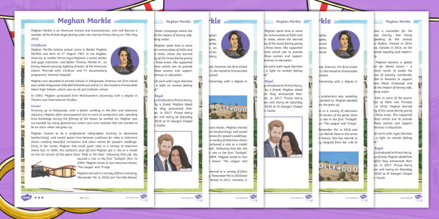 UKS2 Meghan Markle Differentiated Reading Comprehension Activity