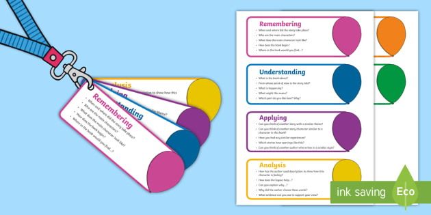 Bloom's Balloons: Bloom's Taxonomy Questions for Reading Cards