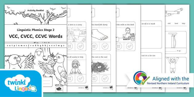 Linguistic Phonics Stage 2 VCC, CVCC, CCVC Activity Booklet