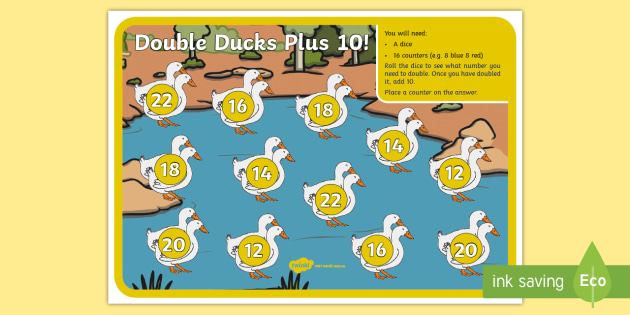 Double Ducks Plus 10 Addition Board Game (teacher made)